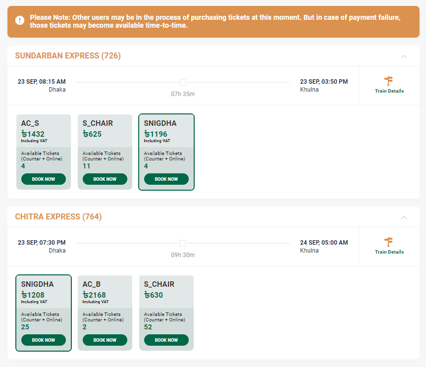 Dhaka to Khulna Train Schedule & Ticket Prices Overview